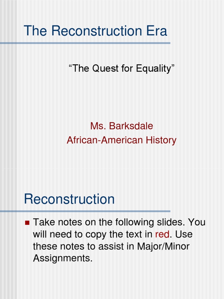 Reconstruction | PDF | Reconstruction Era | Ku Klux Klan