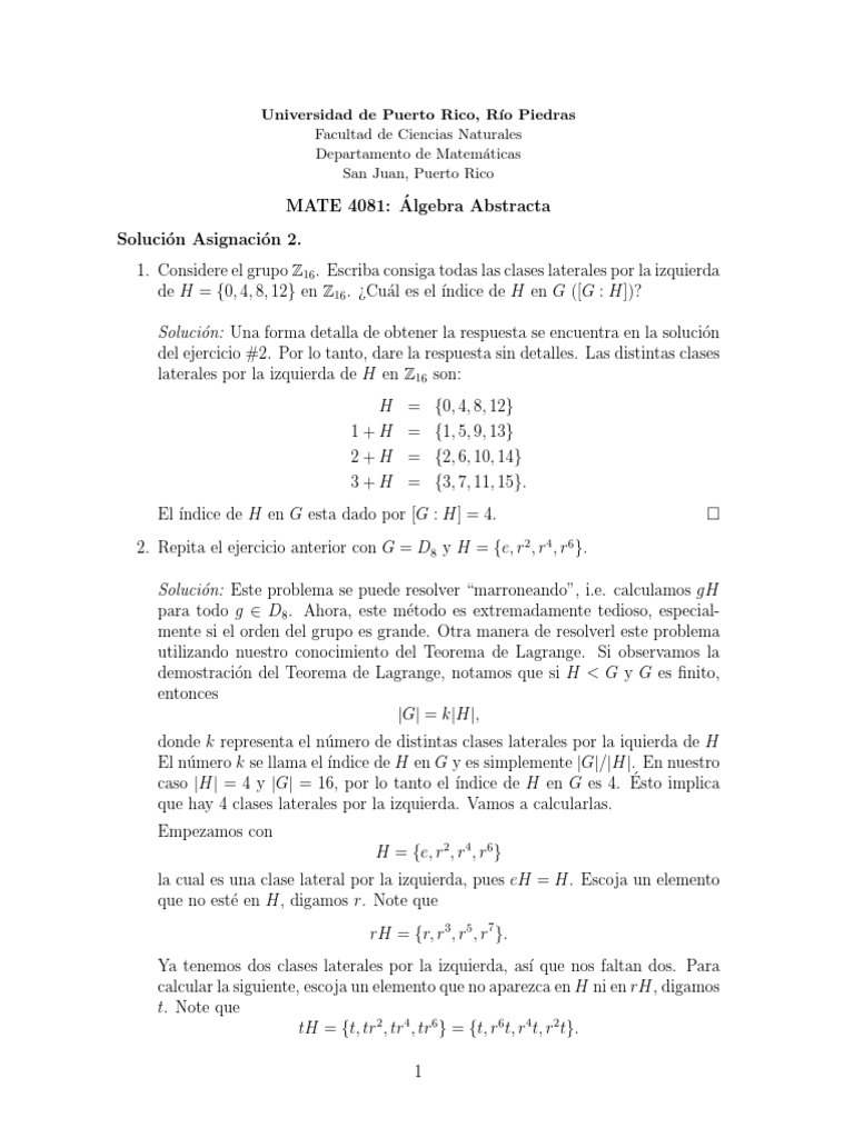 Universidad de Puerto Rico Problemas Algebra Abstracta | PDF | Prueba matemática | Álgebra