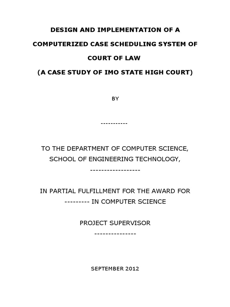 Design and Implementation of A Computerized Case Scheduling System of Court of Law | PDF ...