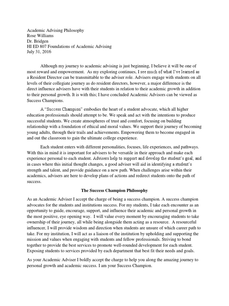 Academic Advising Philosophy | PDF | Personal Development ...