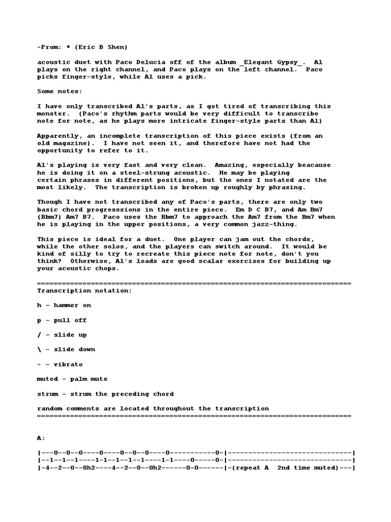 Mediterranean Sundance Tabs | PDF | Guitar Family Instruments | Musical ...