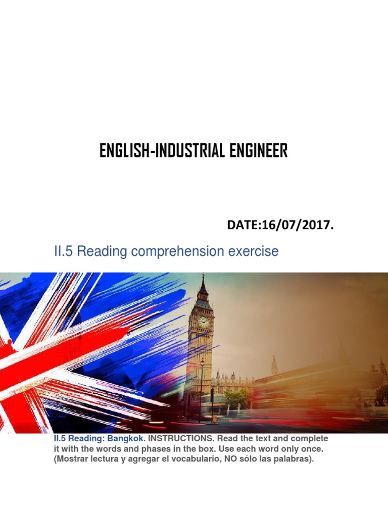 English-Industrial Engineer: II.5 Reading Comprehension Exercise | PDF