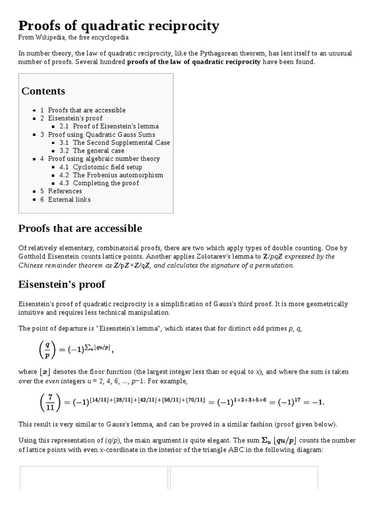 Proofs of Quadratic Reciprocity | PDF | Abstract Algebra | Number Theory