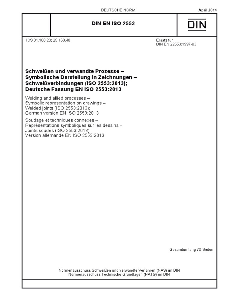 (DIN en ISO 2553-2014-04) - Schweißen Und Verwandte Prozesse ...