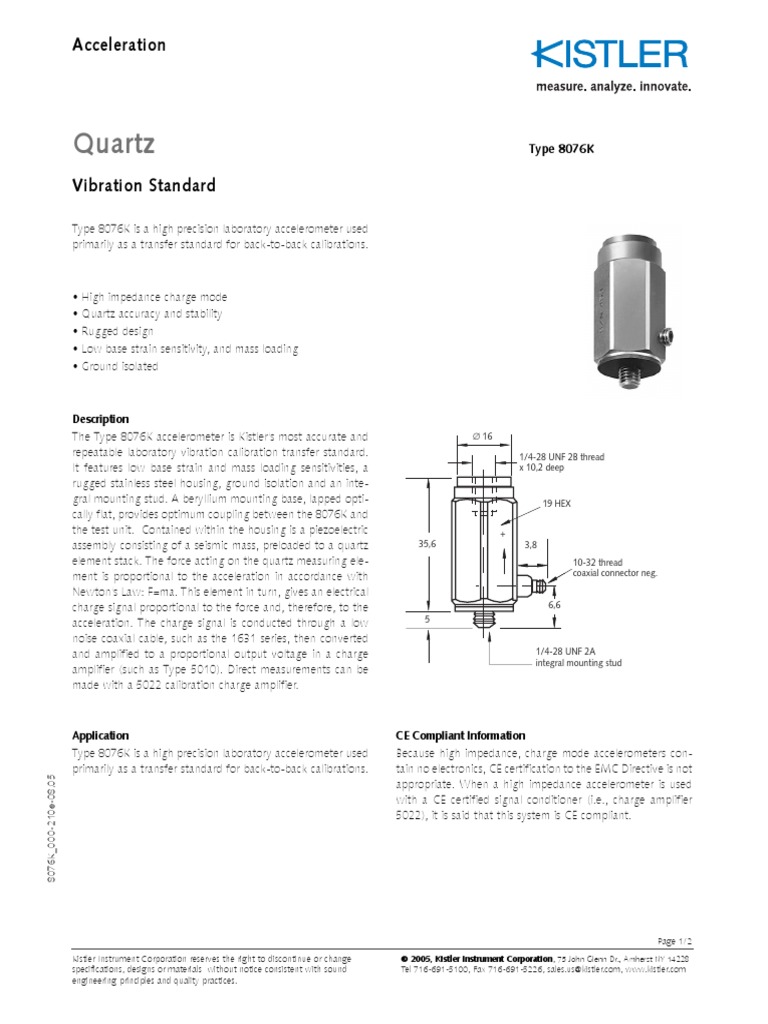 Kistler 8076K | PDF | Accelerometer | Amplifier