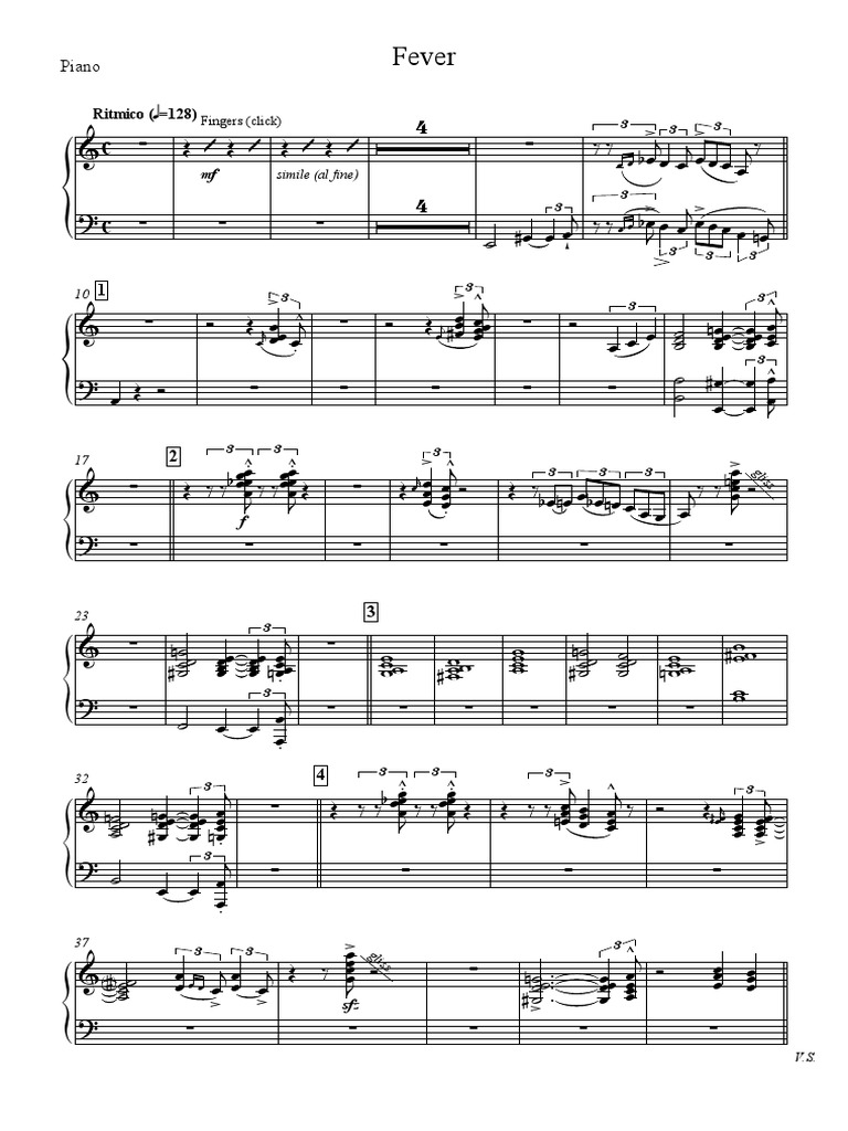 Fever Song (Piano Part) Elvis Presley | PDF | Leisure
