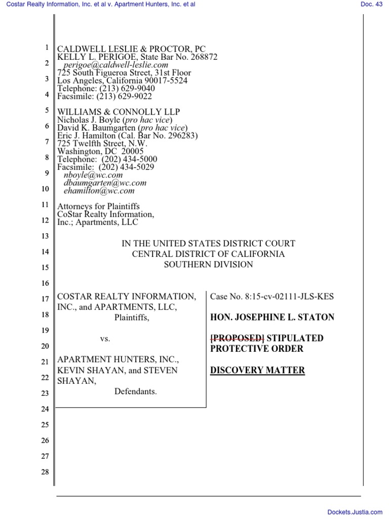 Stipulated Protective Order by Magistrate Judge Karen E. Scott | PDF ...