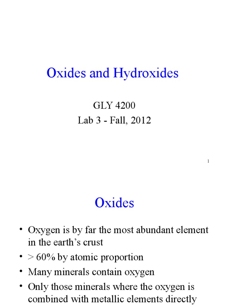 (Lab03) Oxides and Hydroxides F12 | PDF | Oxide | Minerals