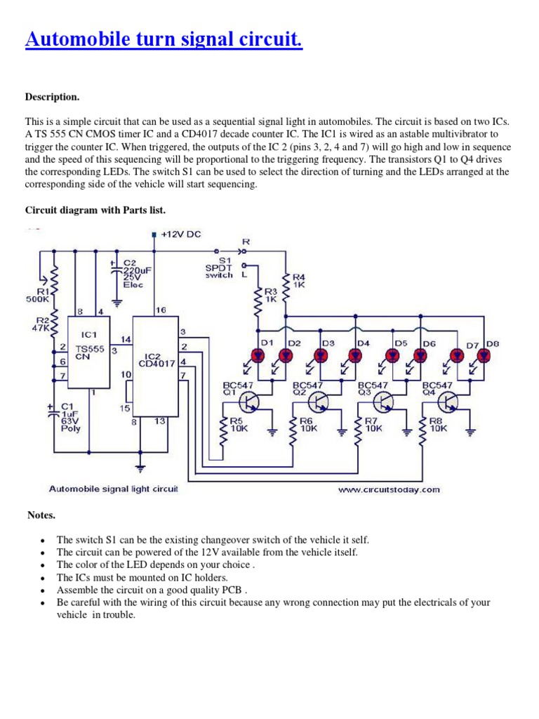 Sequential Turn Signal Circuit Design | PDF | Technology & Engineering