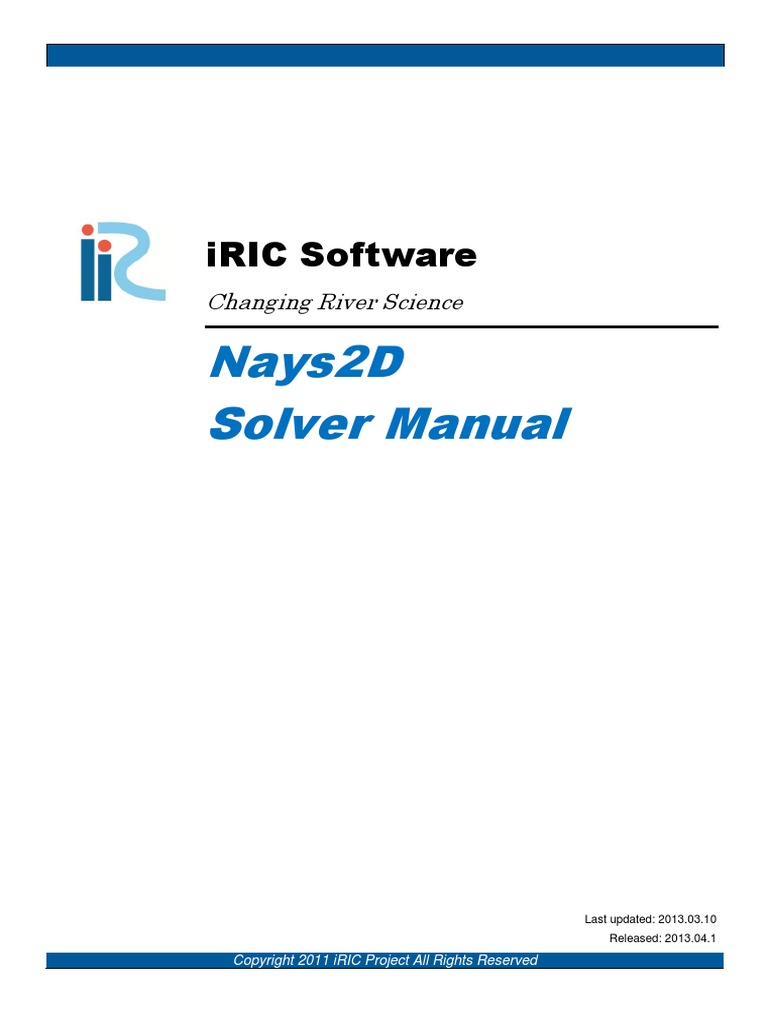 Nays2D Solver Manual: iRIC Software | PDF | Turbulence | Viscosity