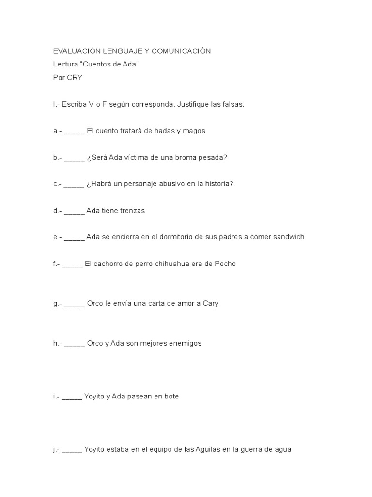 Prueba Cuentos de Hadas | PDF | Ocio