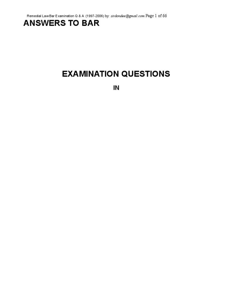 Bar Answers | PDF | Judgment (Law) | Lawsuit