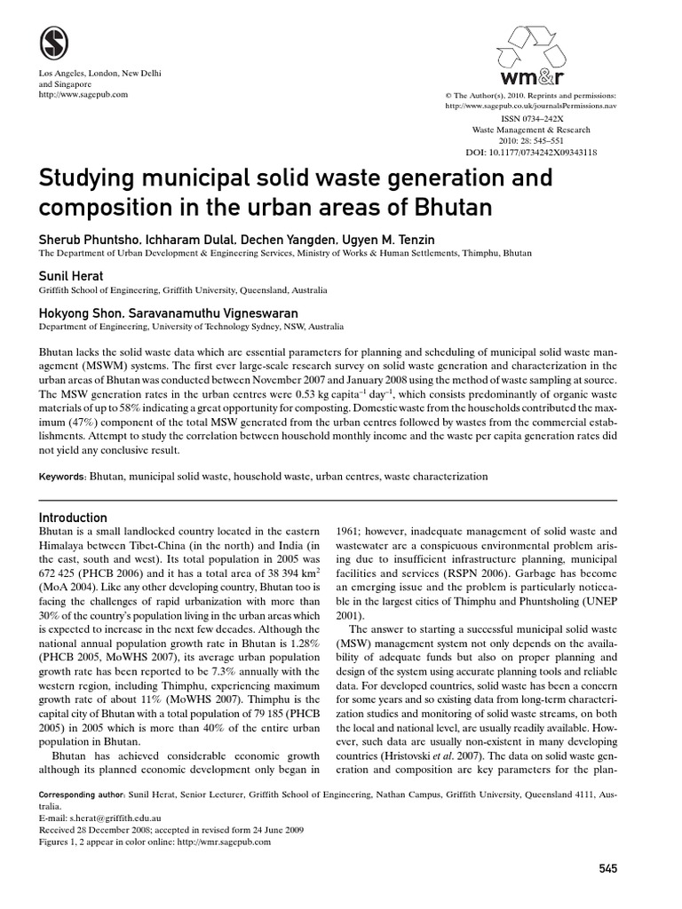 Bhutan SWM Paper PDF | PDF | Municipal Solid Waste | Scrap