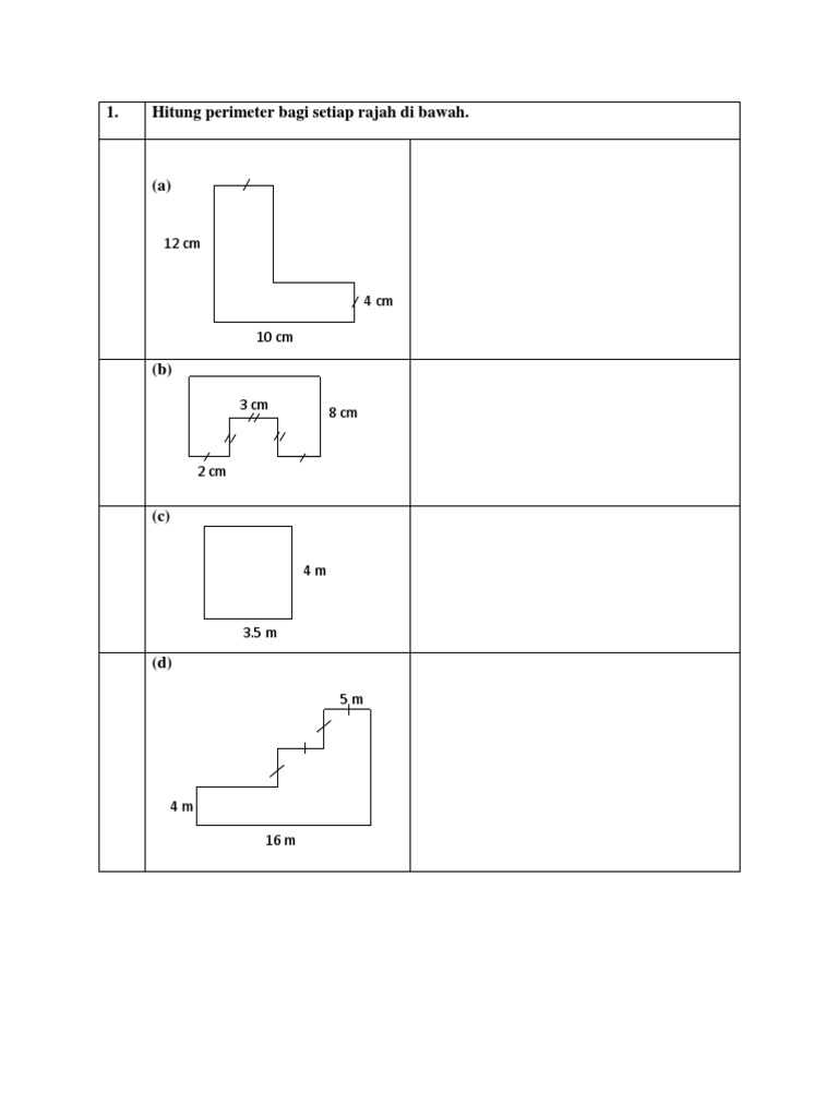 Hitung Perimeter Bagi Setiap Rajah Di Bawah | PDF