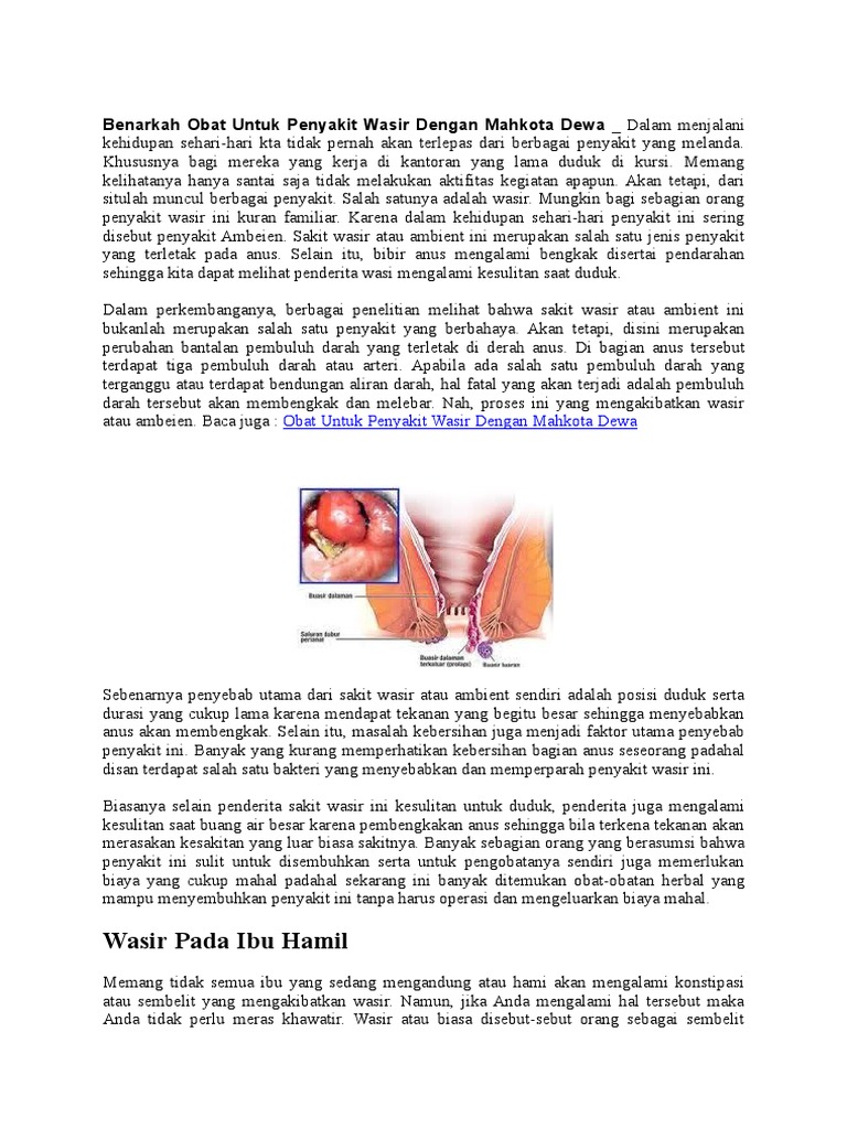 Benarkah Obat Untuk Penyakit Wasir Dengan Mahkota Dewa | PDF