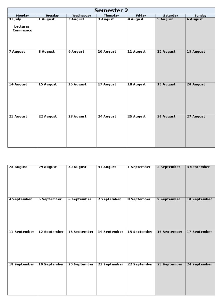Semester 2 Academic Calendar 2023 | PDF | Art