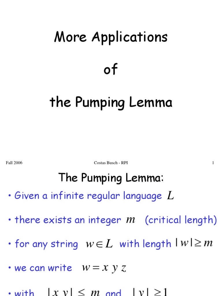 Regular Pumping Examples | PDF | Logical Expressions | Discrete Mathematics