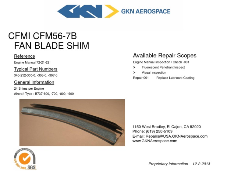 CFM 56 7b Fan Blade Shim | PDF