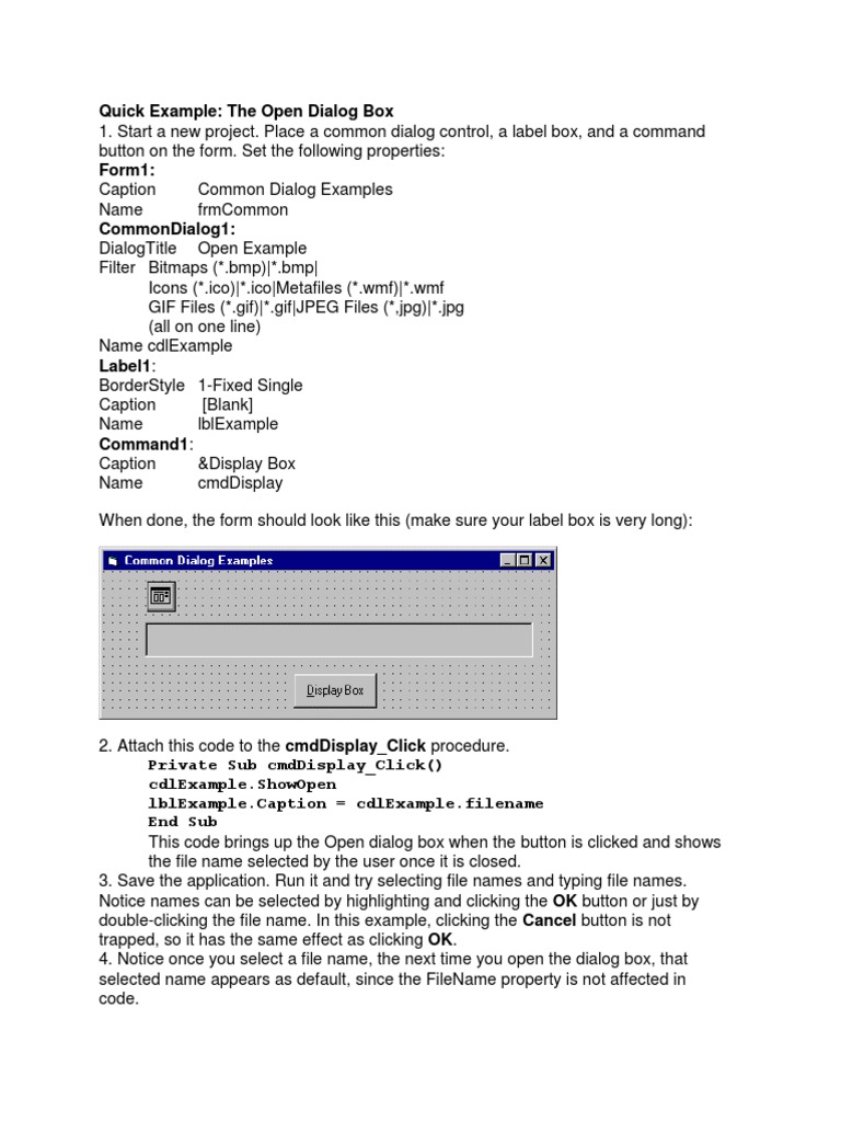 Quick Example: The Open Dialog Box | PDF
