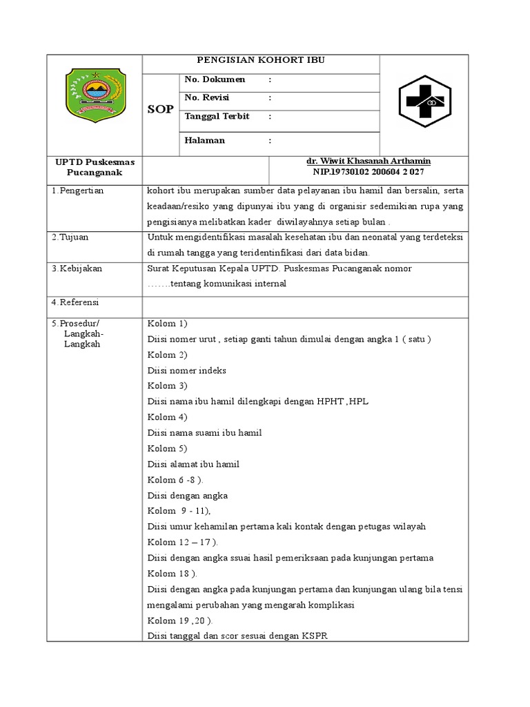 Panduan Pengisian Kohort Ibu | PDF