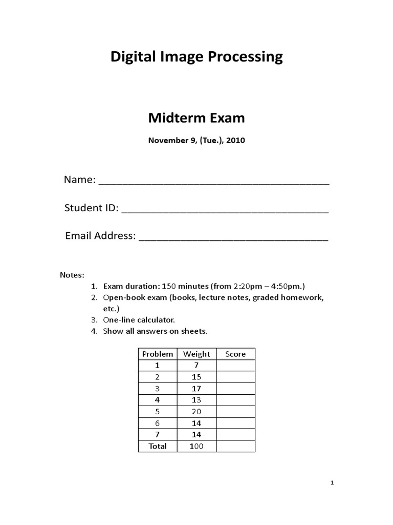 Digital Image Processing: Midterm Exam | PDF | Artificial Intelligence | Intelligence (AI ...