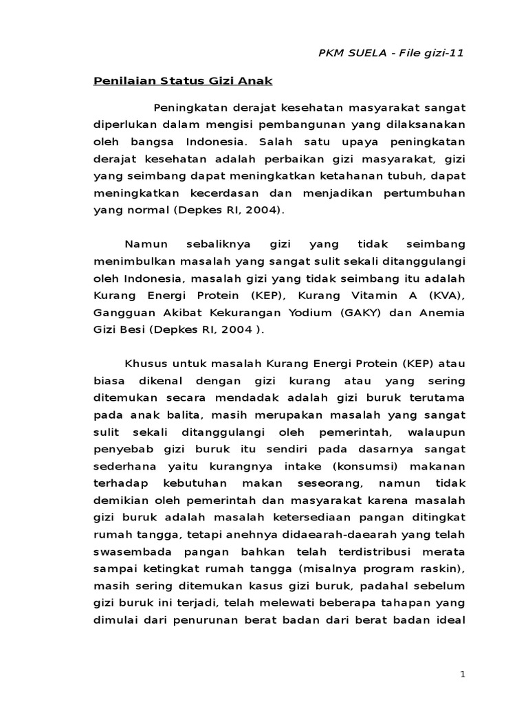 Penilaian Status Gizi Anak | PDF