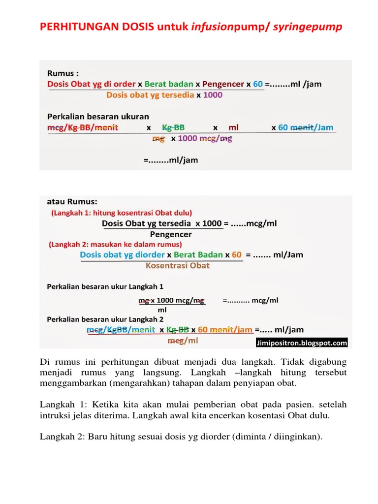 Rumus Dosis Obat untuk Infus Pump | PDF | Kesehatan Holistik | Sains ...