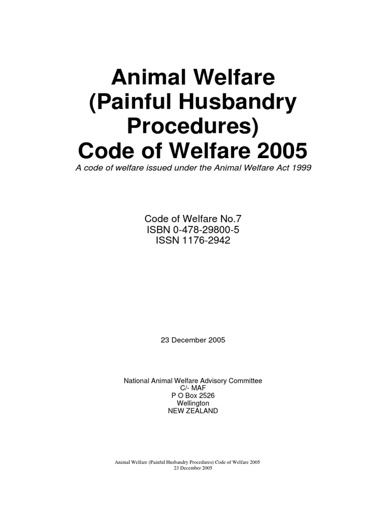 Animal Welfare Code Sets Standards for Painful Farm Procedures | PDF ...