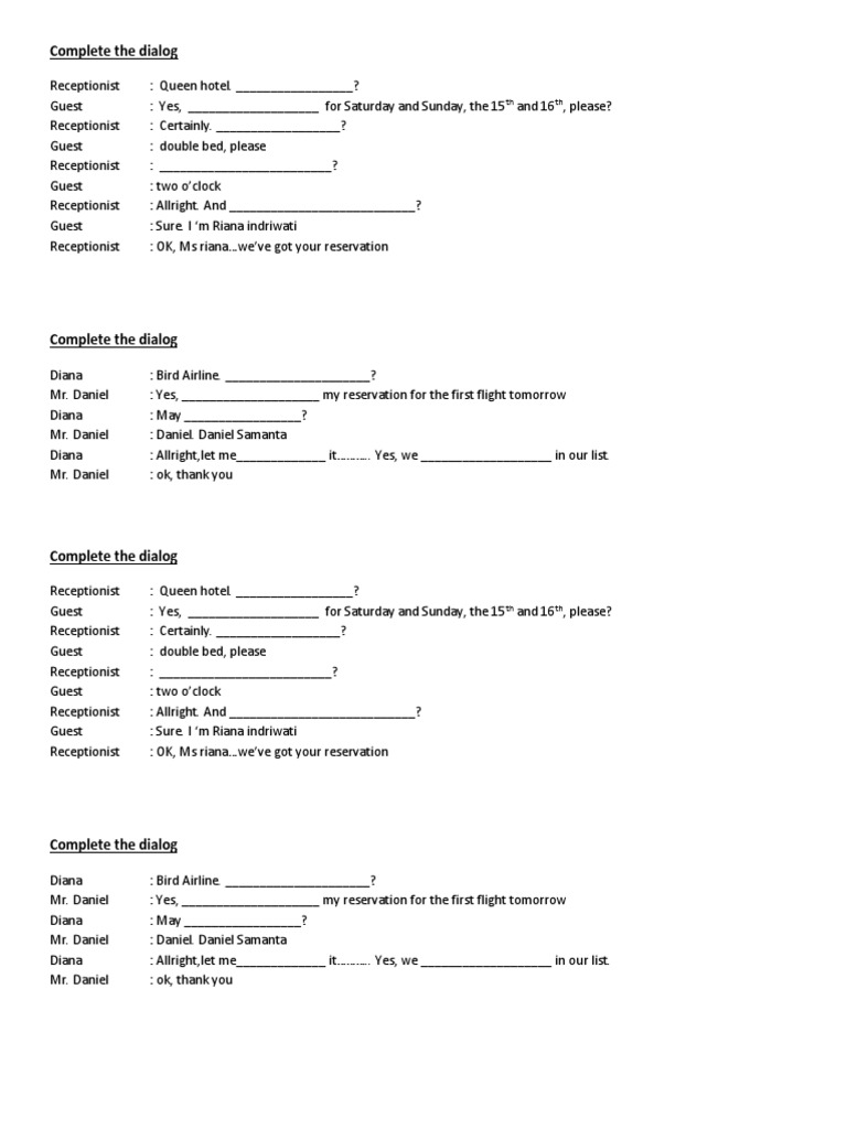 Dialog Completion Exercise | PDF