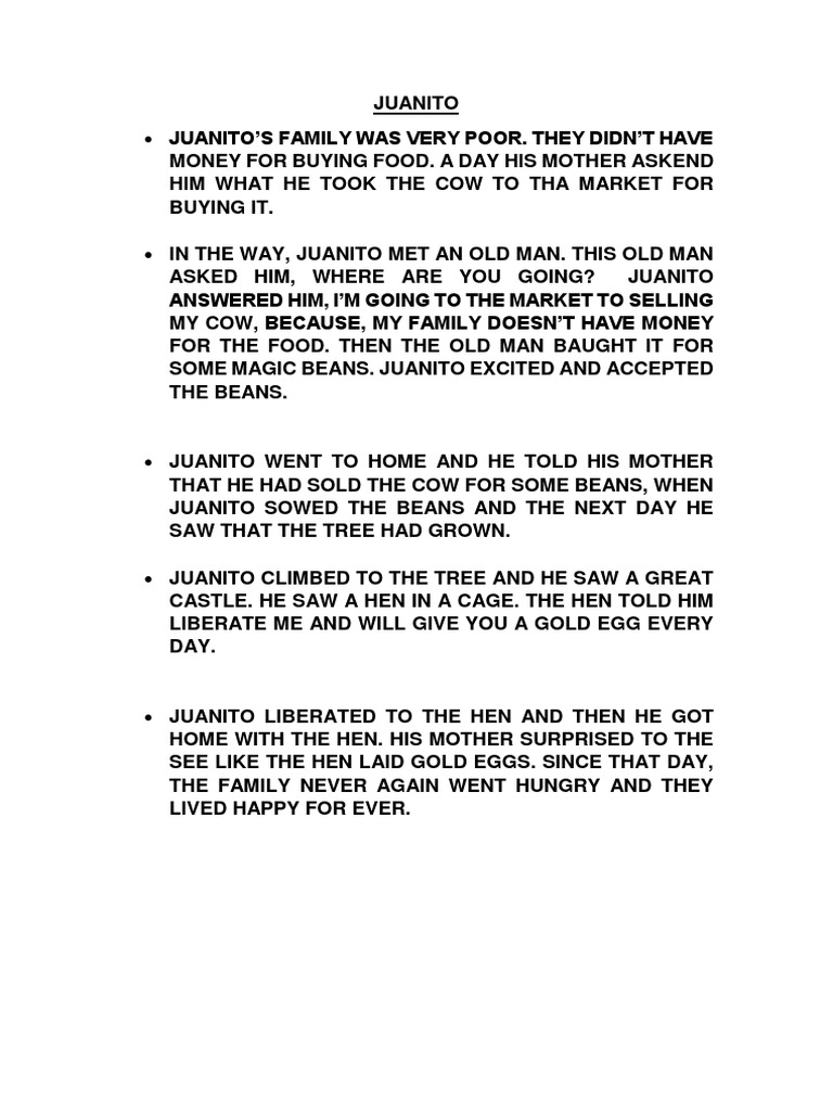 Juanito and the Magic Beans Story | PDF