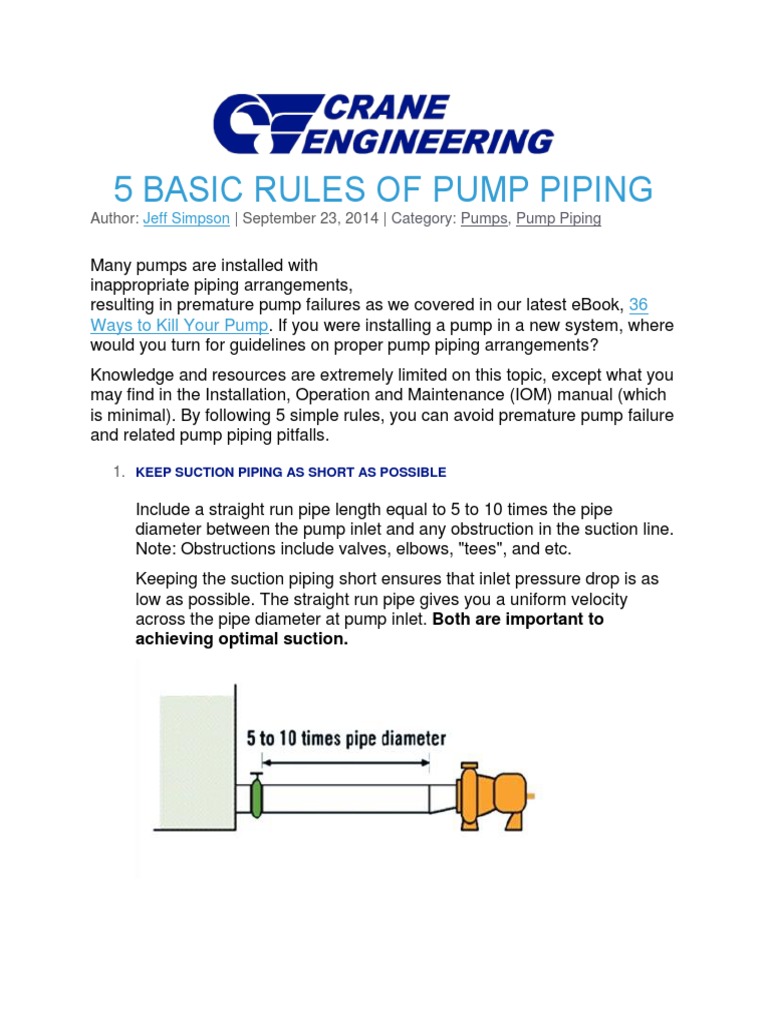 5 Basic Rules of Pump Piping | PDF | Gas Technologies | Pump