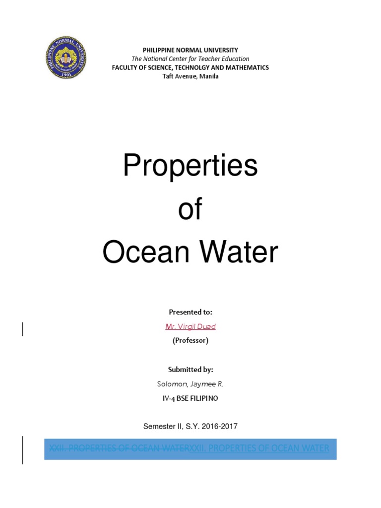 Properties of Ocean Water | PDF | Oceans | Plankton