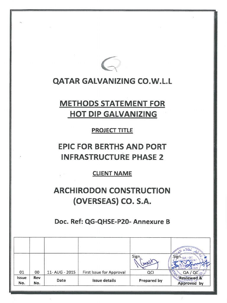 2.0 Qatar Galvanizing Procedure | PDF