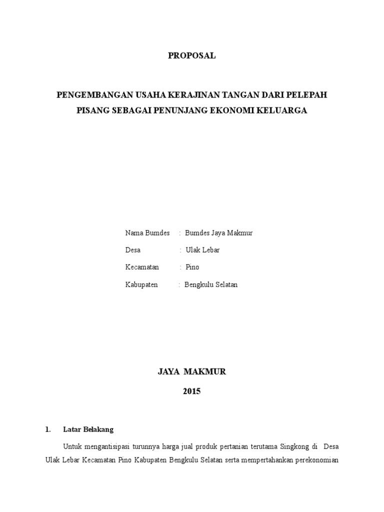 Proposal Bumdes | PDF