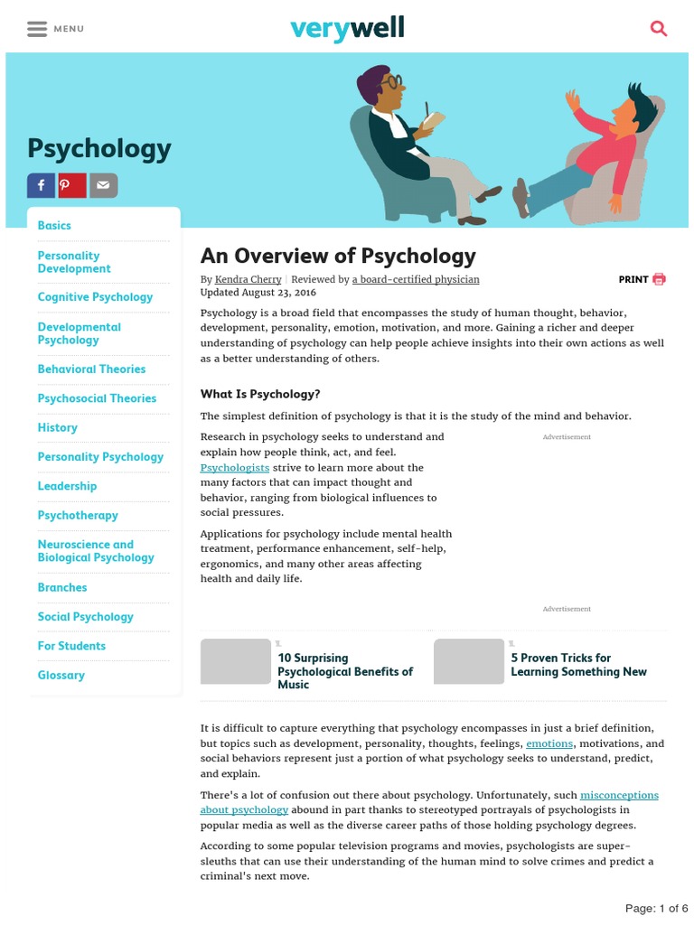 Psychology: An Overview of Psychology | PDF | Thought | Nervous System