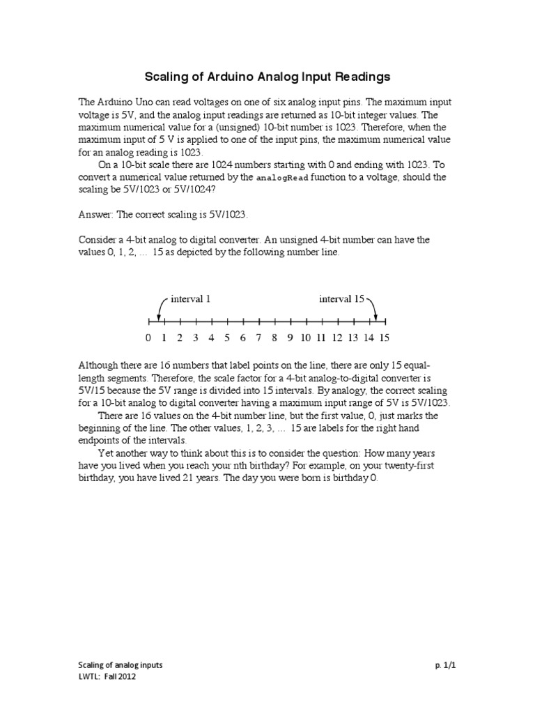 Input Scaling For Arduino Analog Readings | PDF