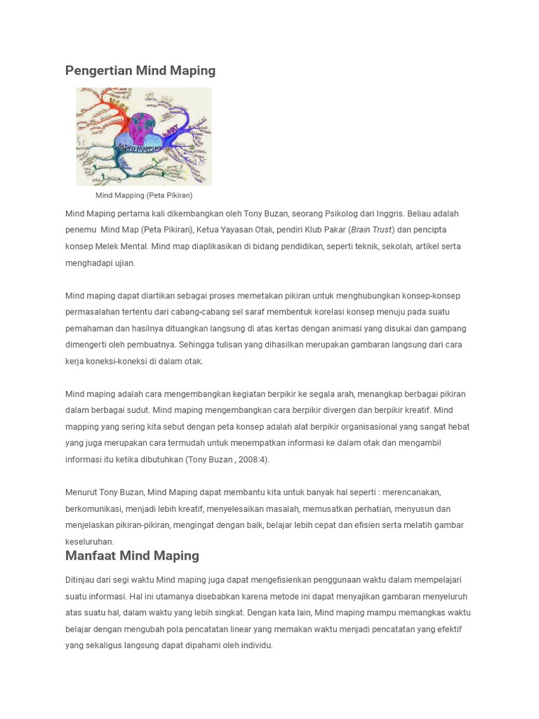Pengertian dan Manfaat Mind Mapping | PDF | Karier & Perkembangan