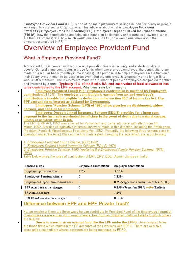 Overview of Employee Provident Fund | PDF | Pension | Personal Finance