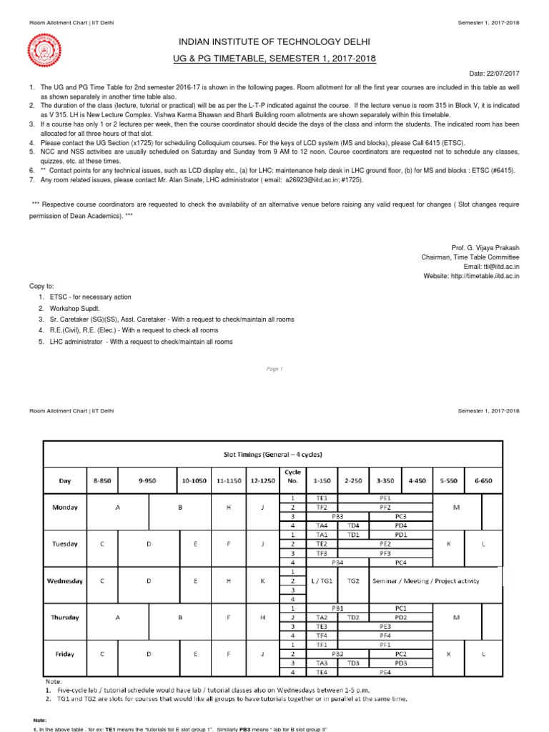 Room Allotment Chart | Academia