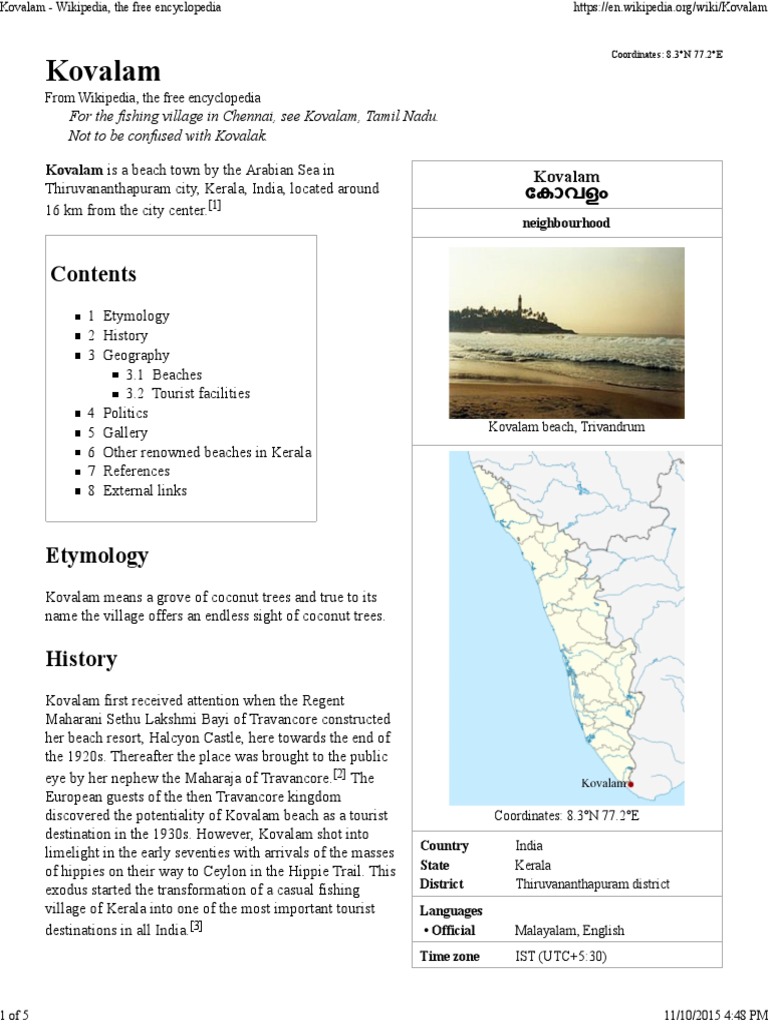 Kovalam - Wikipedia, The Free Encyclopedia | PDF | Business