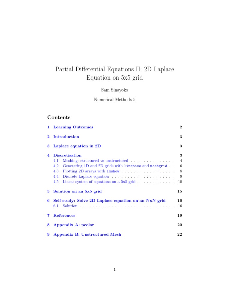 Partial Differential Equations II: 2D Laplace Equation On 5x5 Grid ...