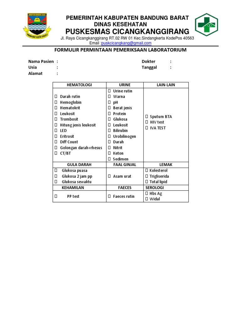 Formulir Permintaan Pemeriksaan Lab | PDF