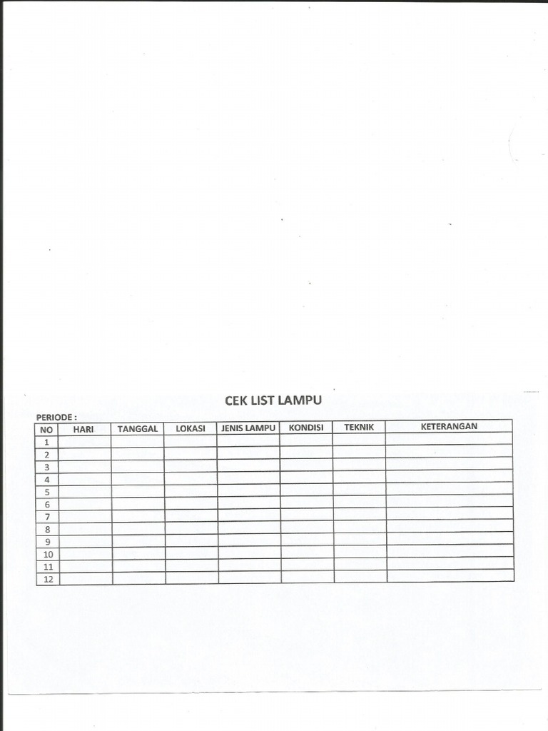 Form Ceklist Lampu | PDF