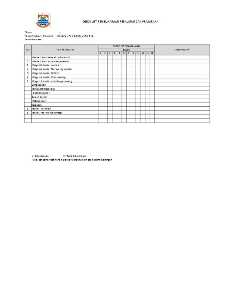 Form Check List Pemeliharaan Alat | PDF