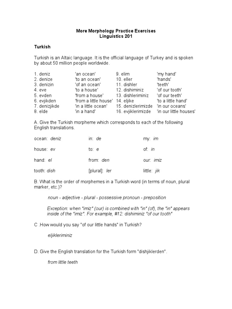 Morph Practice 4 Answers | PDF | Plural | English Language