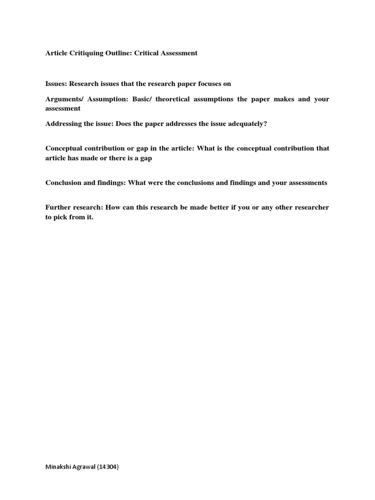 Article Critiquing Guidelines | PDF