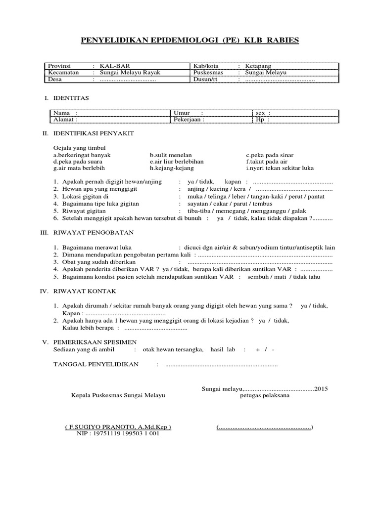 Format Pe KLB Rabies | PDF