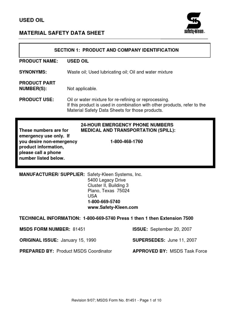 Used Oil Msds | PDF