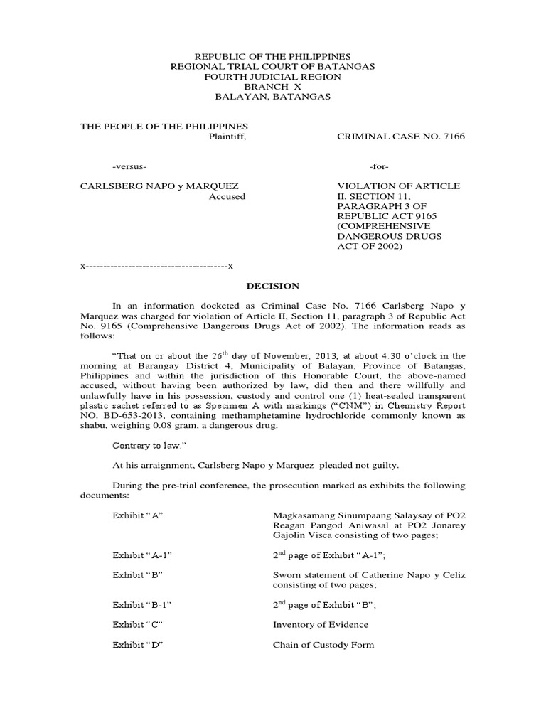 Sample Decision | PDF | Search And Seizure | Probable Cause