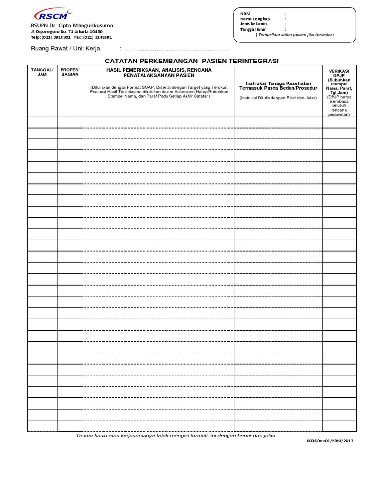 Catatan Perkembangan Terintegritas (Revisi 15012013) | PDF